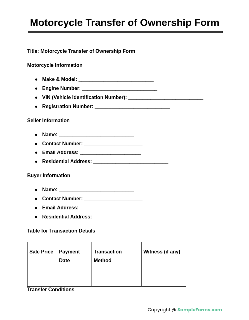 FREE 12+ Transfer of Ownership Form Samples, PDF, MS Word, Google Docs