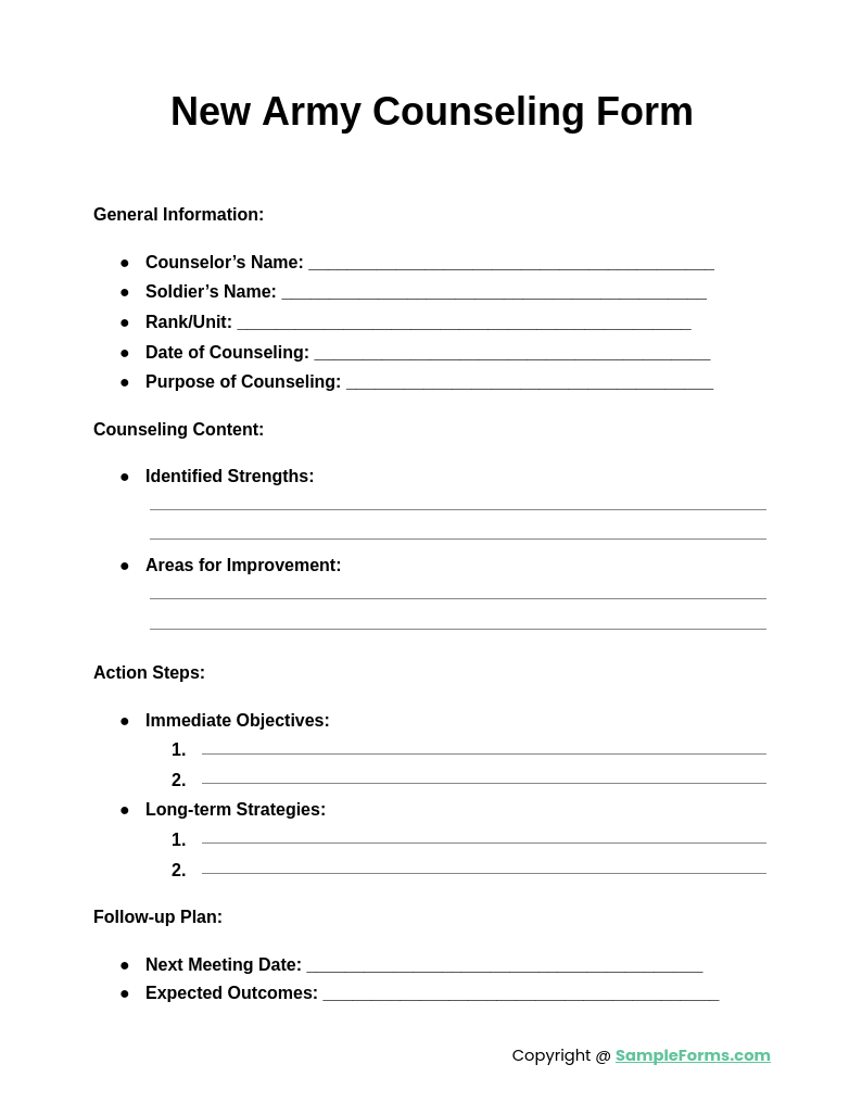 FREE 10+ Army Counseling Form Samples, PDF, MS Word, Google Docs