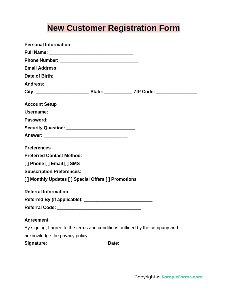 FREE 12+ Customer Registration Form Samples, PDF, MS Word, Google Docs ...