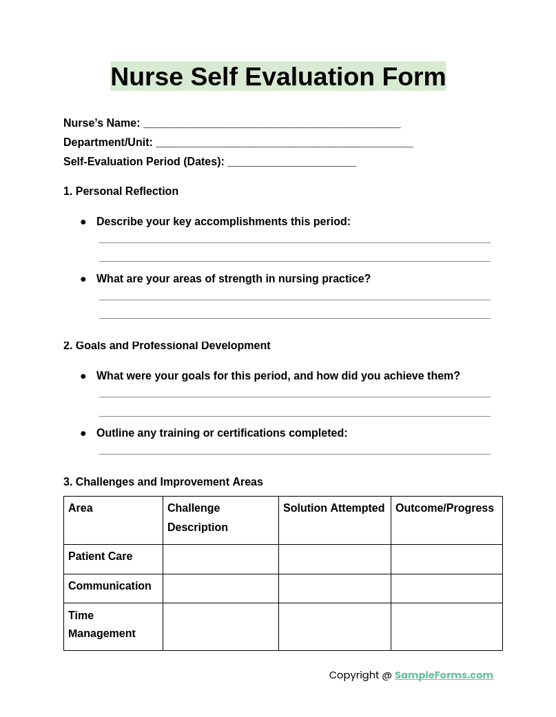 FREE 12+ Nurse Evaluation Form Samples, PDF, MS Word, Google Docs