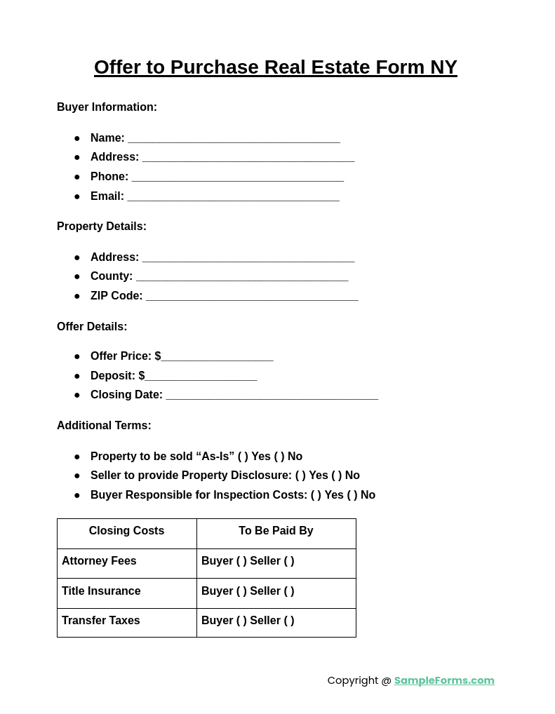 FREE 10+ Offer to Purchase Real Estate Form Samples, PDF, MS Word ...