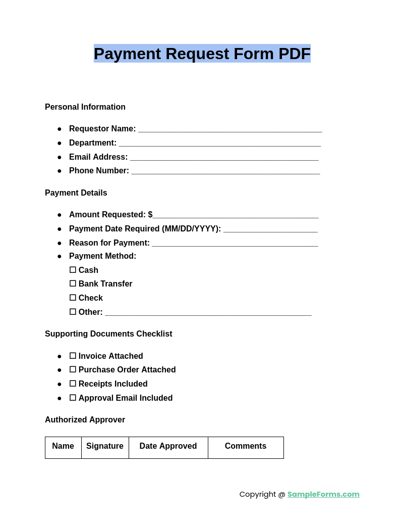 FREE 12+ Payment Request Form Samples, PDF, MS Word, Google Docs, Excel