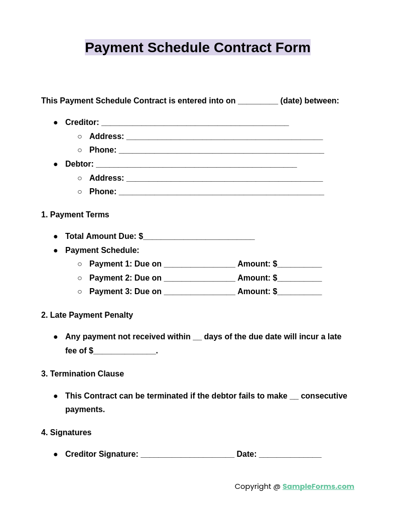 FREE 13+ Payment Contract Form Samples, PDF, MS Word, Google Docs