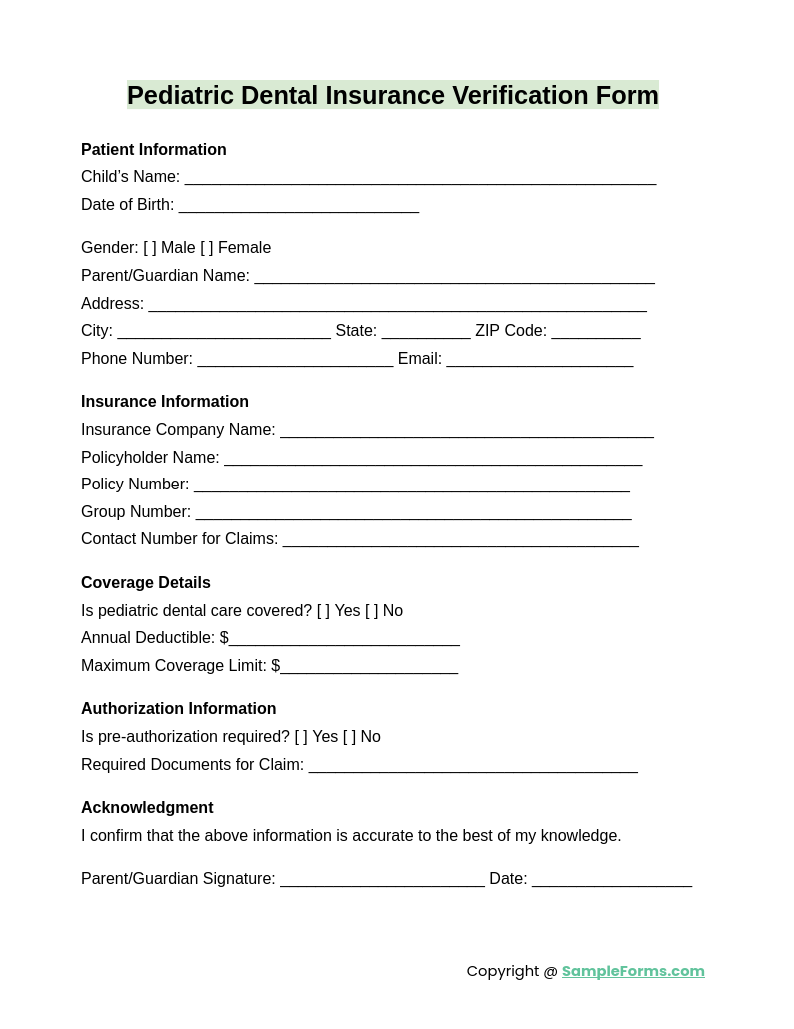 FREE 10+ Dental Insurance Verification Form Samples, PDF, MS Word ...