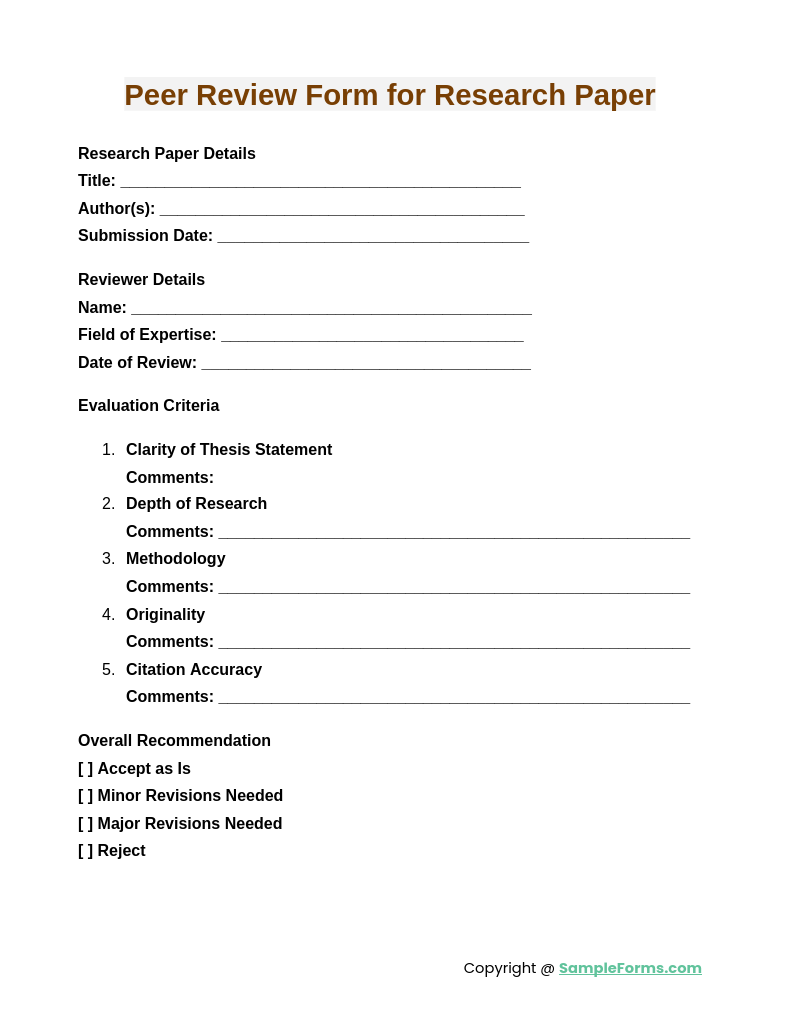 FREE 14+ Peer Review Form Samples, PDF, MS Word, Google Docs, Excel