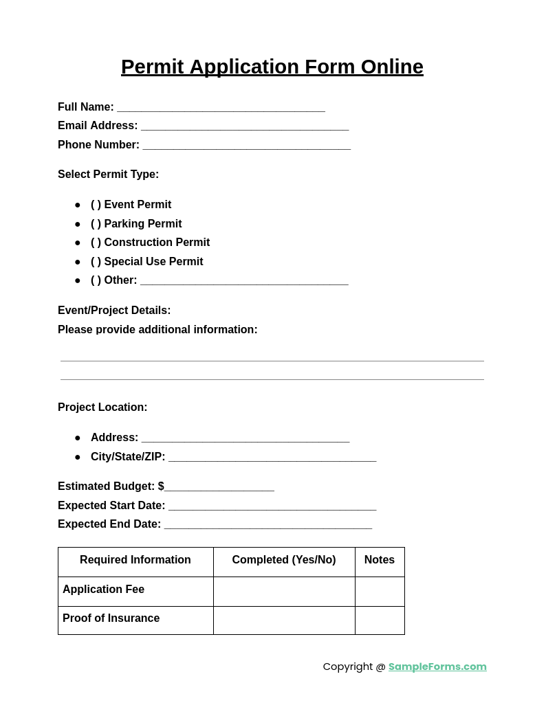 FREE 14+ Permit Application Form Samples, PDF, MS Word, Google Docs, Excel