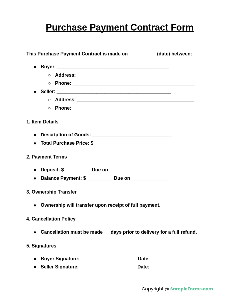 FREE 13+ Payment Contract Form Samples, PDF, MS Word, Google Docs