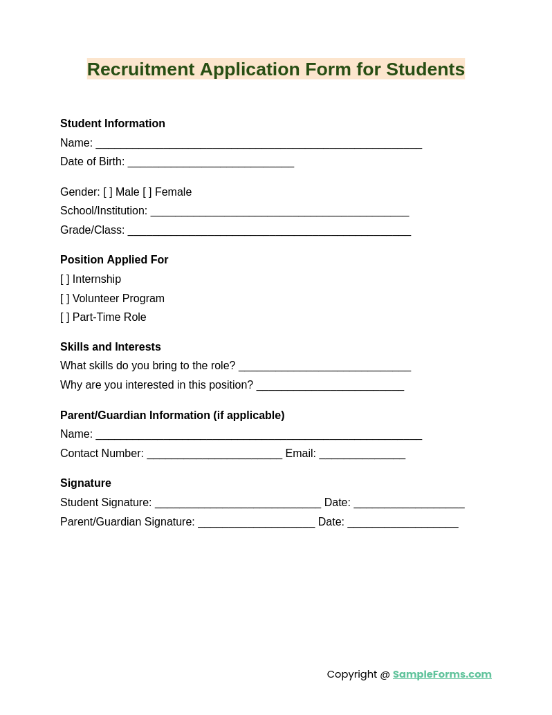 FREE 10+ Recruitment Application Form Samples, PDF, MS Word, Google Docs