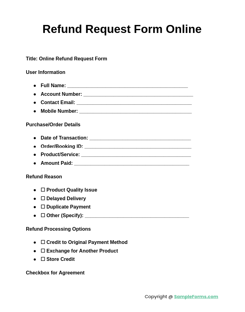 FREE 13+ Refund Request Form Samples, PDF, MS Word, Google Docs, Excel