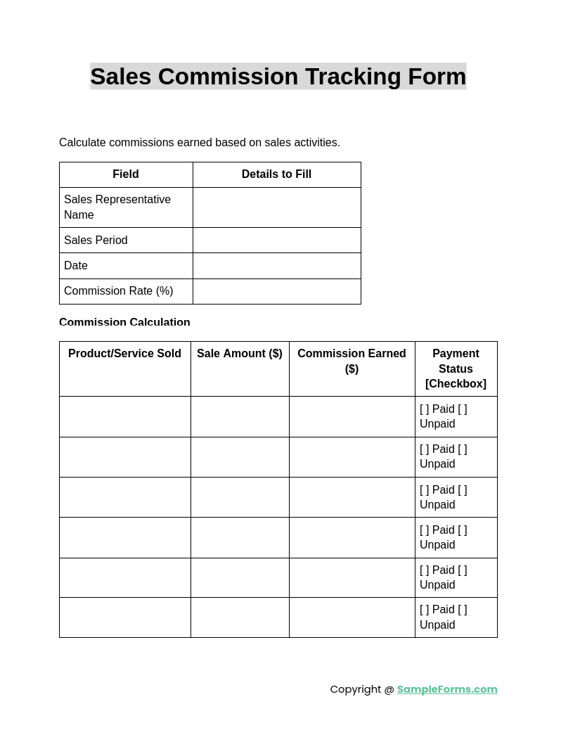 FREE 13+ Sales Tracking Form Samples, PDF, MS Word, Google Docs, Excel