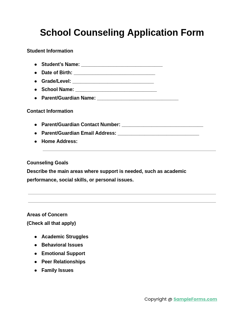 FREE 11+ Counseling Application Form Samples, PDF, MS Word, Google Docs
