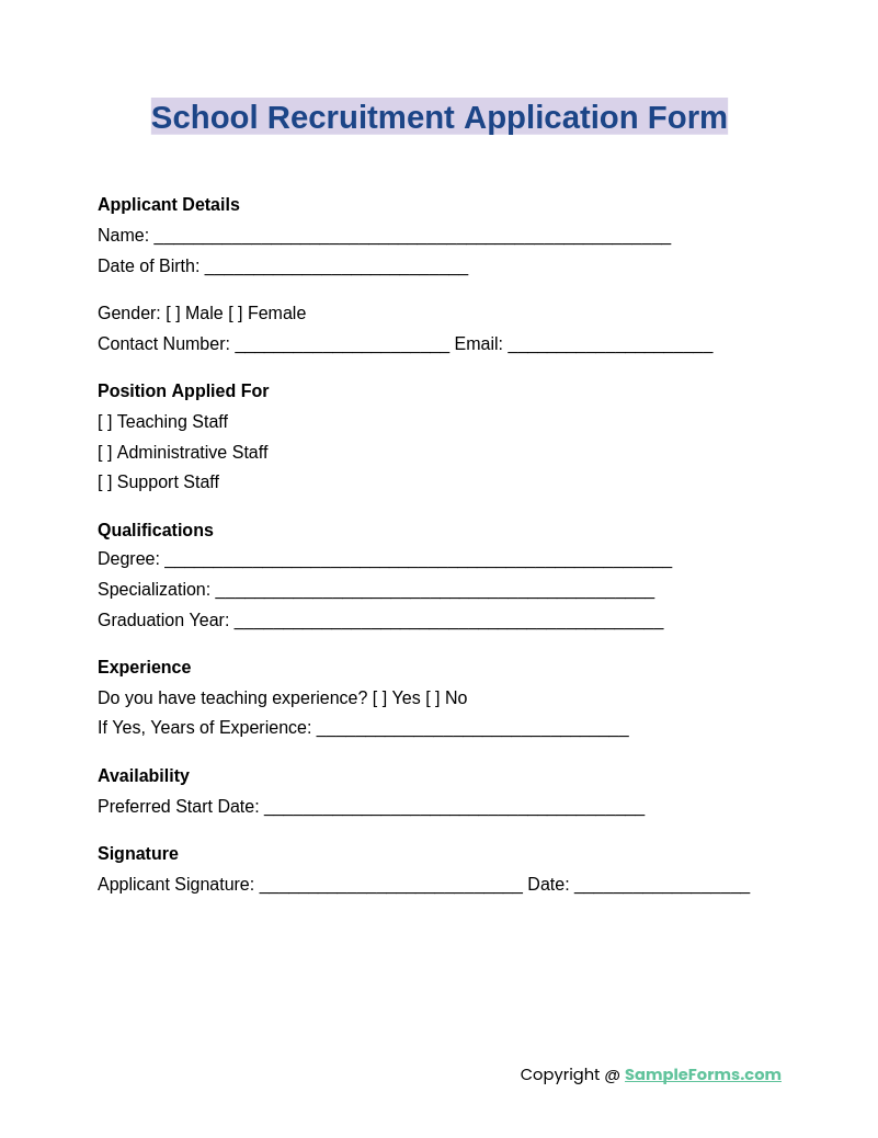 FREE 10+ Recruitment Application Form Samples, PDF, MS Word, Google Docs