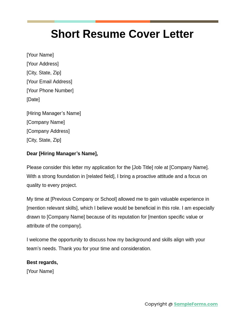 FREE 11+ Resume Cover Letter Samples, PDF, MS Word, Google Docs