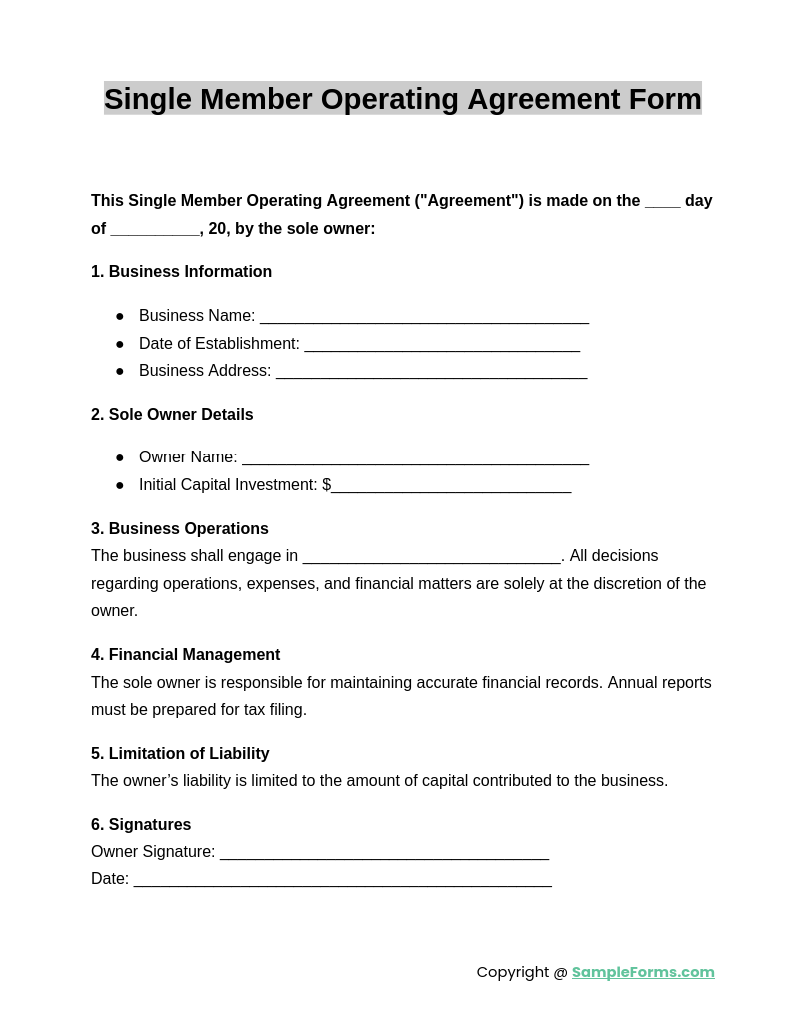 FREE 13+ Operating Agreement Form Samples, PDF, MS Word, Google Docs