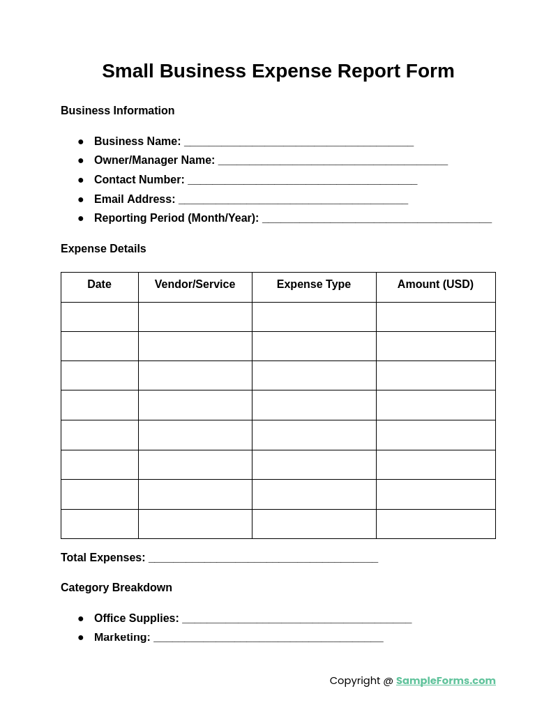 FREE 32+ Expense Report Form Samples, PDF, MS Word, Google Docs, Excel
