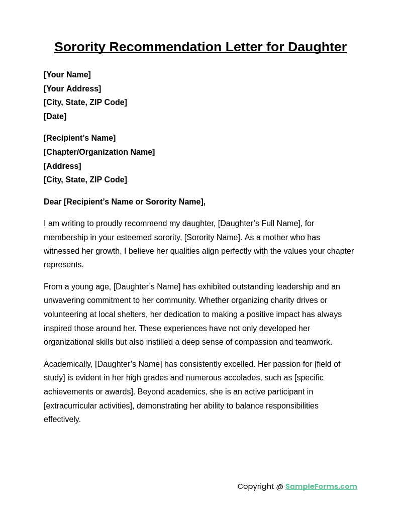 FREE 10+ Sorority Recommendation Letter Samples, PDF, MS Word, Google Docs