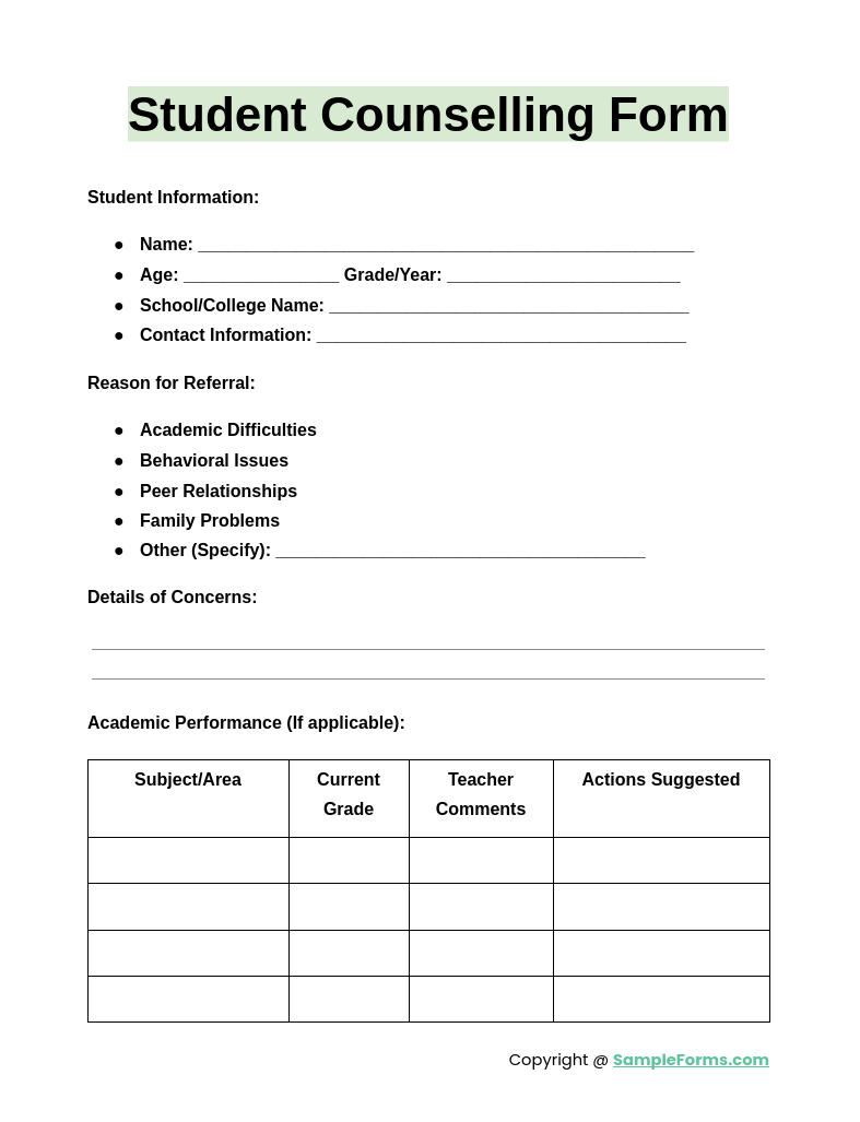 FREE 38+ Counselling Form Samples, PDF, MS Word, Google Docs