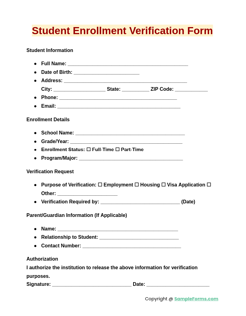 FREE 30+ Enrollment Verification Form Samples, PDF, MS Word, Google Docs