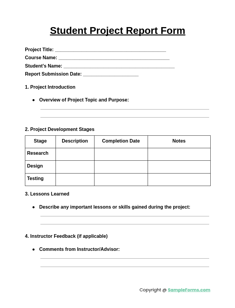 FREE 13+ Project Report Form Samples, PDF, MS Word, Google Docs, Excel