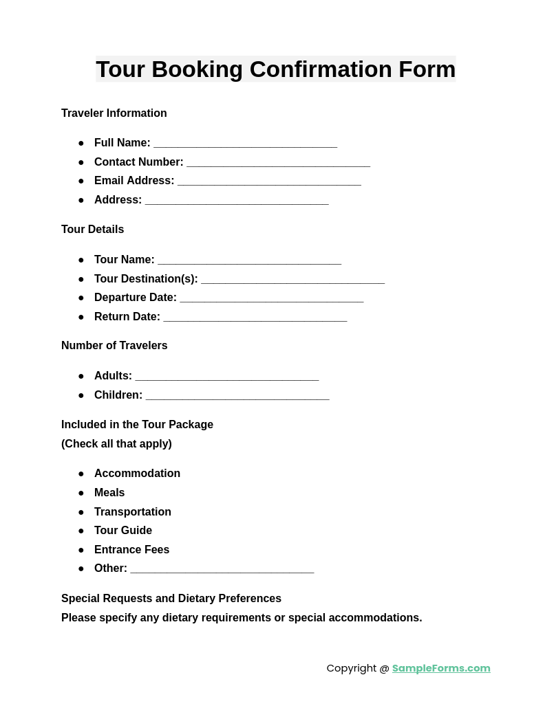 FREE 15+ Booking Confirmation Form Samples, PDF, MS Word, Google Docs