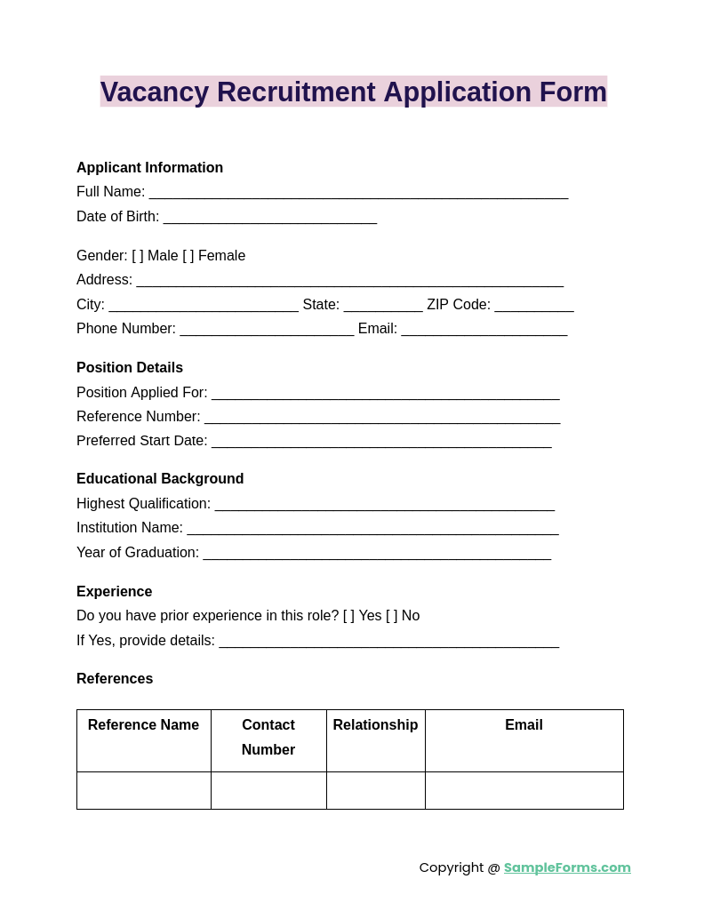 FREE 10+ Recruitment Application Form Samples, PDF, MS Word, Google Docs