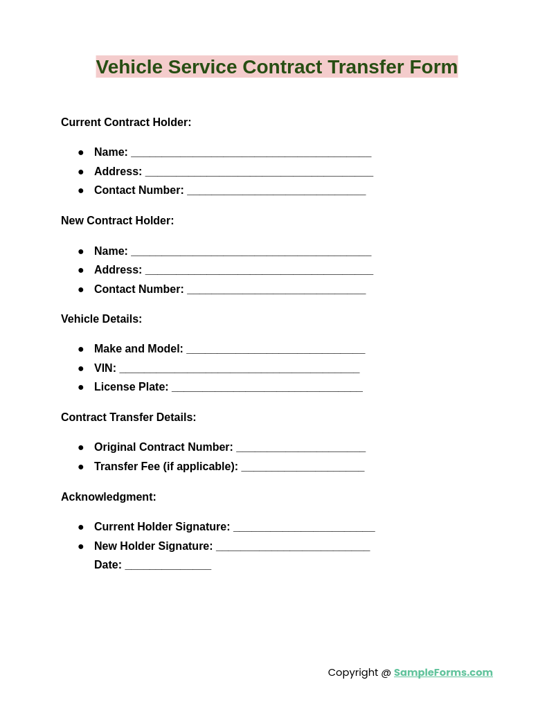 FREE 11+ Vehicle Service Form Samples, PDF, MS Word, Google Docs