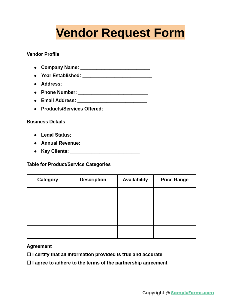FREE 36+ Vendor Form Samples, PDF, MS Word, Google Docs, Excel