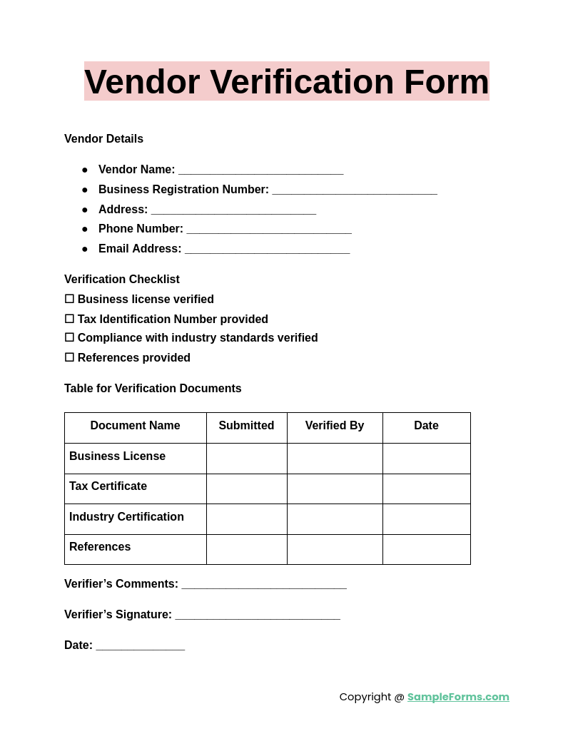 FREE 36+ Vendor Form Samples, PDF, MS Word, Google Docs, Excel