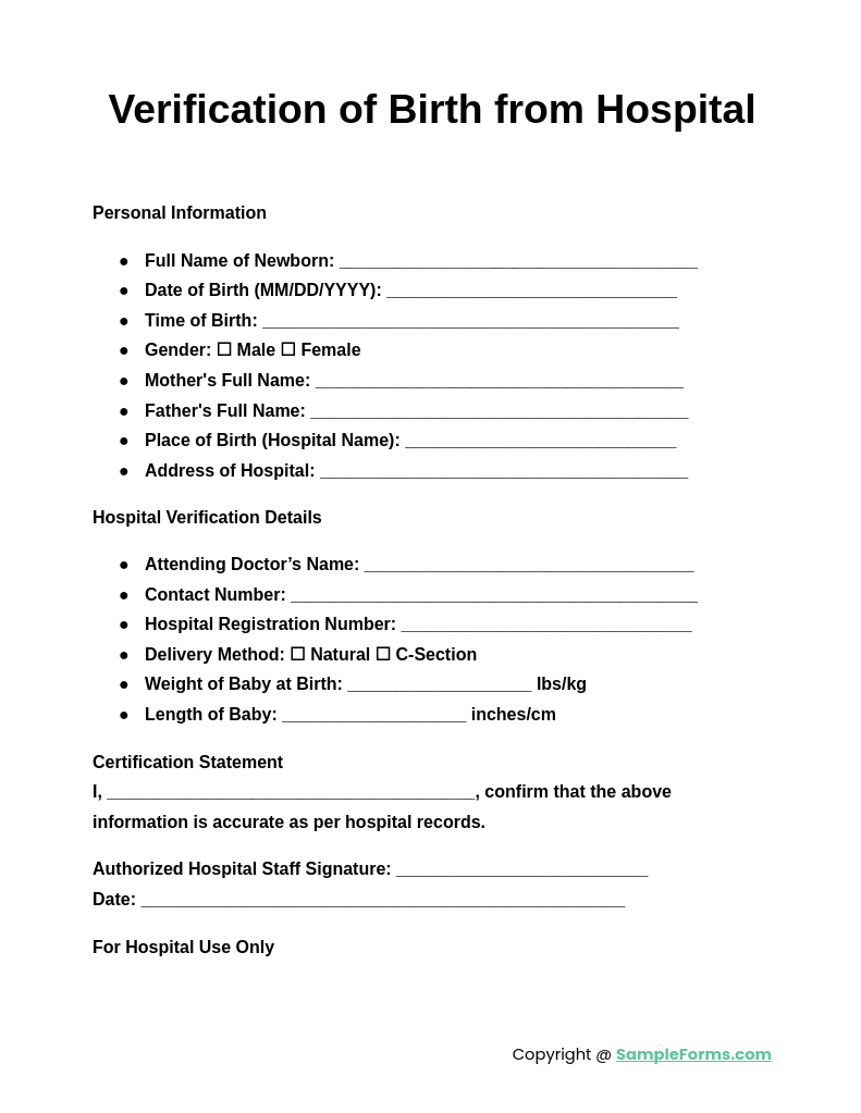 FREE 13+ Birth Verification Form Samples, PDF, MS Word, Google Docs