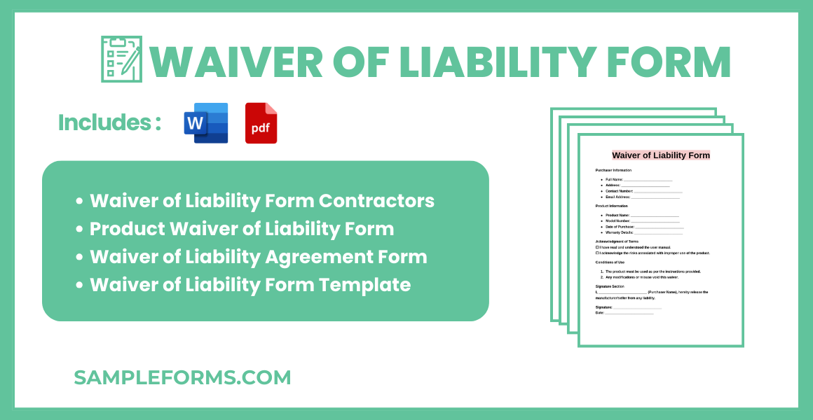 FREE 13+ Waiver of Liability Form Samples, PDF, MS Word, Google Docs