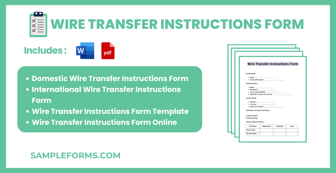 FREE 13+ Wire Transfer Instructions Form Samples, PDF, MS Word, Google Docs
