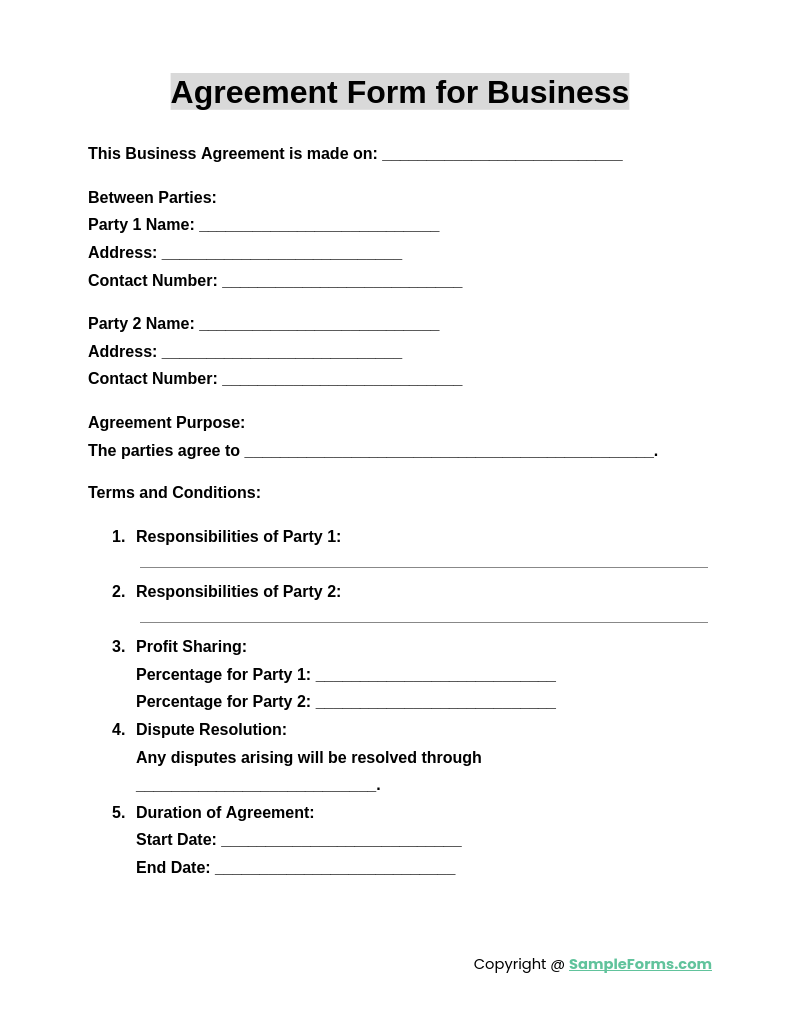 FREE 12+ Agreement Form Samples, PDF, MS Word, Google Docs