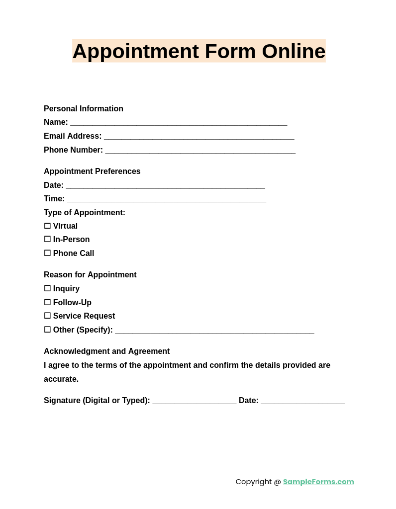 FREE 56+ Appointment Form Samples, PDF, MS Word, Google Docs