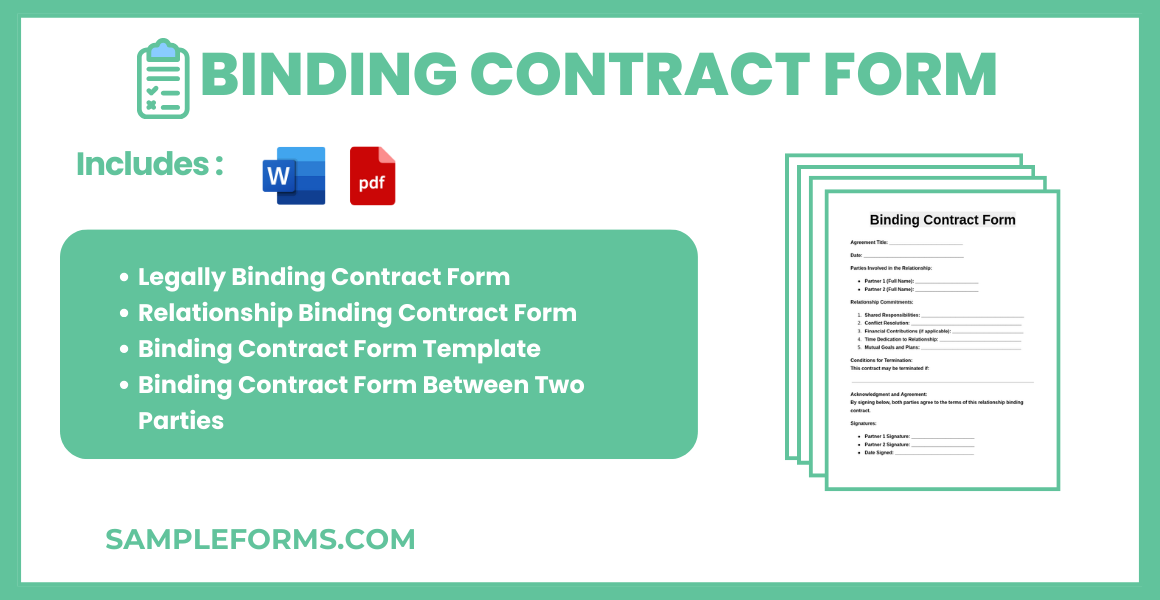 FREE 12+ Binding Contract Form Samples, PDF, MS Word, Google Docs