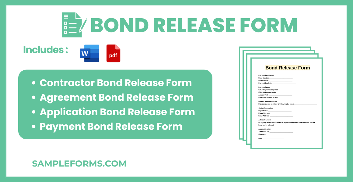 FREE 13+ Bond Release Form Samples, PDF, MS Word, Google Docs