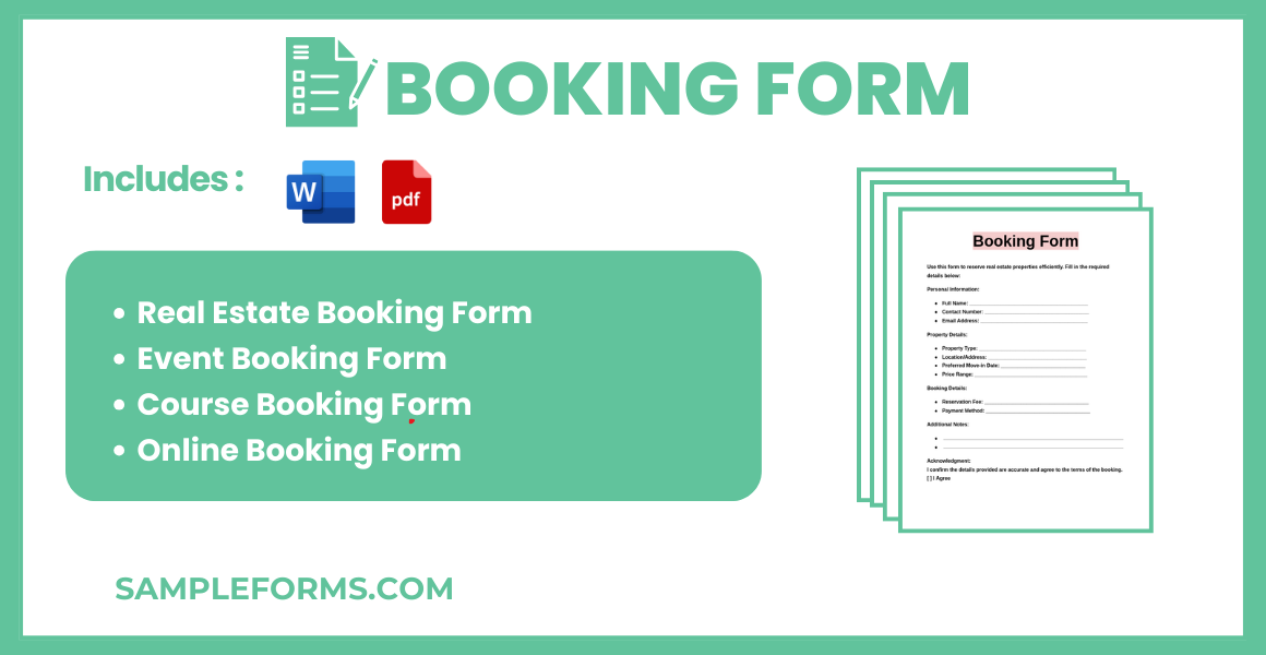 FREE 49+ Booking Form Samples, PDF, MS Word, Google Docs, Excel