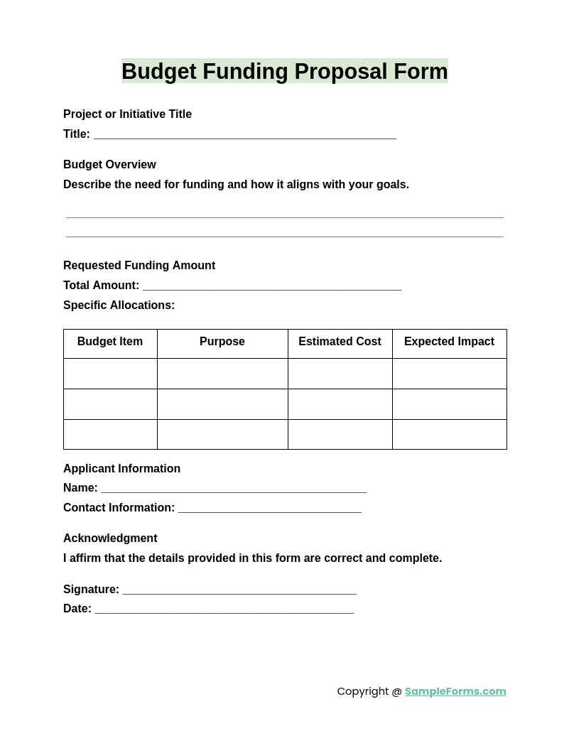 FREE 14+ Funding Proposal Form Samples, PDF, MS Word, Google Docs, Excel