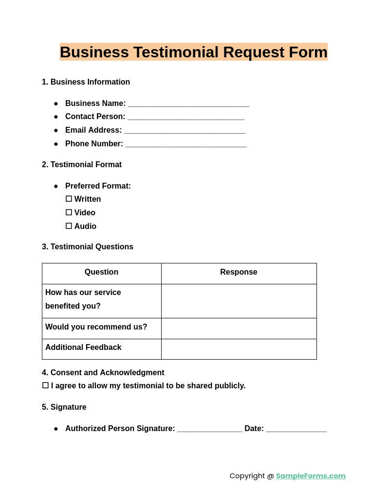 FREE 10+ Testimonial Request Form Samples, PDF, MS Word, Google Docs