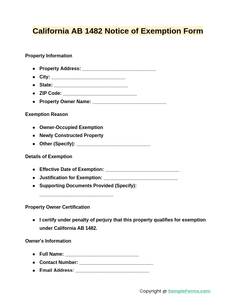 FREE 10+ Notice of Exemption Form Samples, PDF, MS Word, Google Docs, Excel