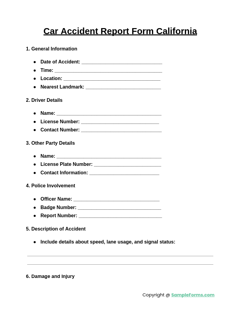 FREE 10+ Car Accident Report Form Samples, PDF, MS Word, Google Docs