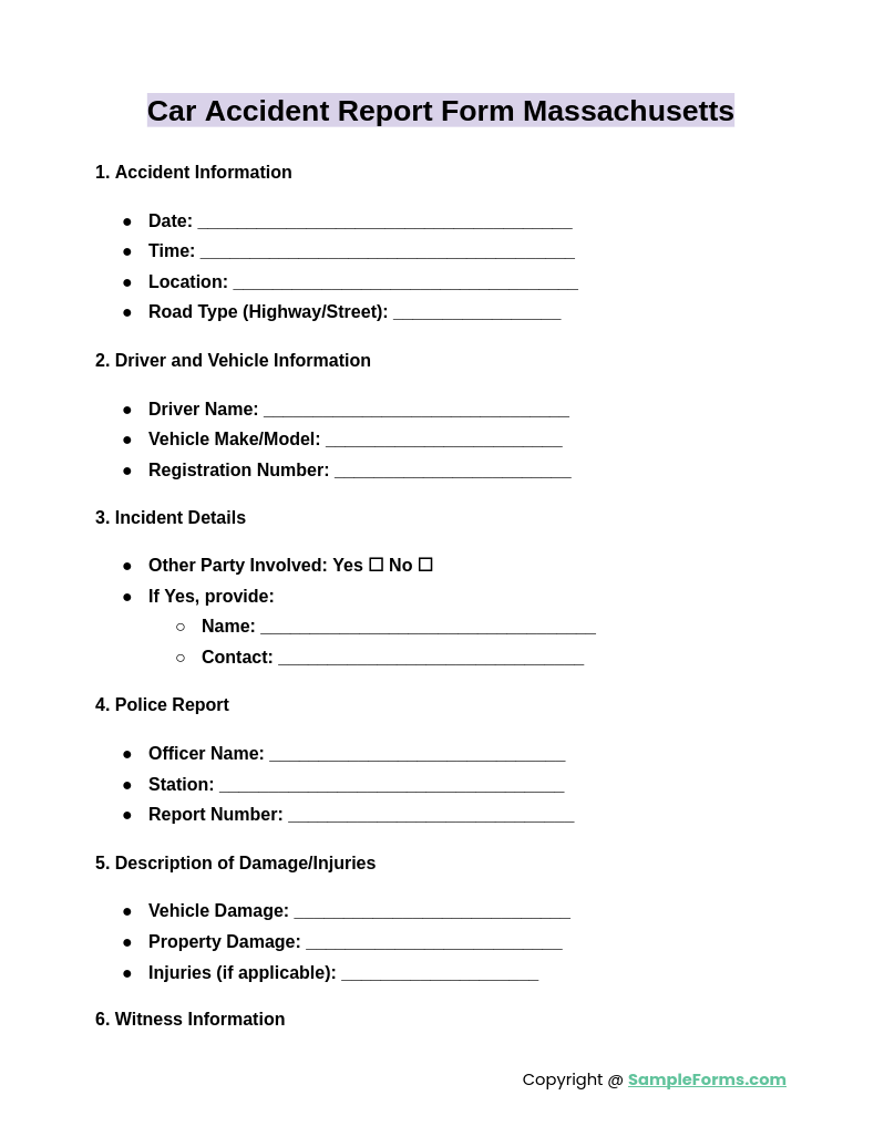 FREE 10+ Car Accident Report Form Samples, PDF, MS Word, Google Docs