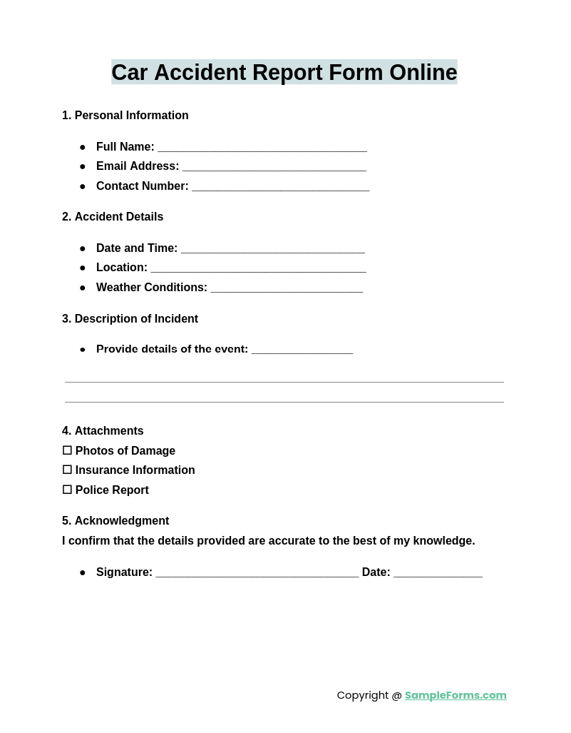 FREE 10+ Car Accident Report Form Samples, PDF, MS Word, Google Docs