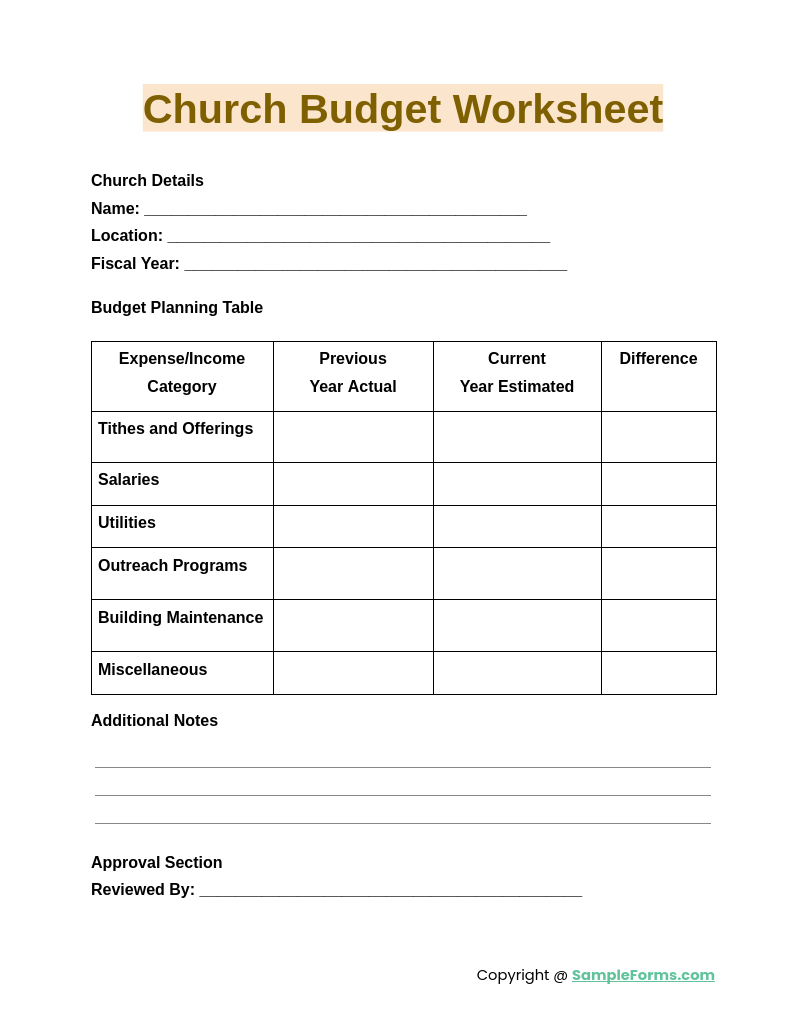 FREE 10+ Church Budget Form Samples, PDF, MS Word, Google Docs, Excel