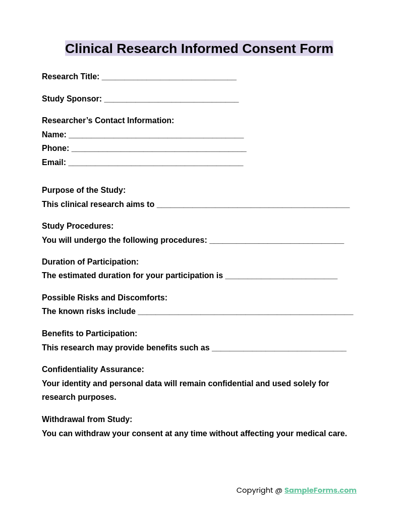 FREE 12+ Research Informed Consent Form Samples, PDF, MS Word, Google Docs