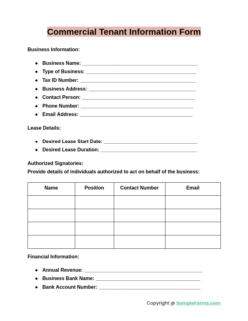 FREE 14+ Tenant Information Form Samples, PDF, MS Word, Google Docs, Excel