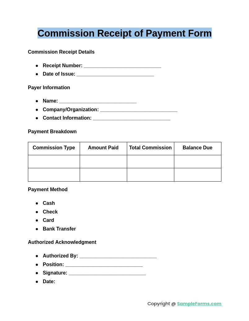 FREE 12+ Receipt of Payment Form Samples, PDF, MS Word, Google Docs, Excel