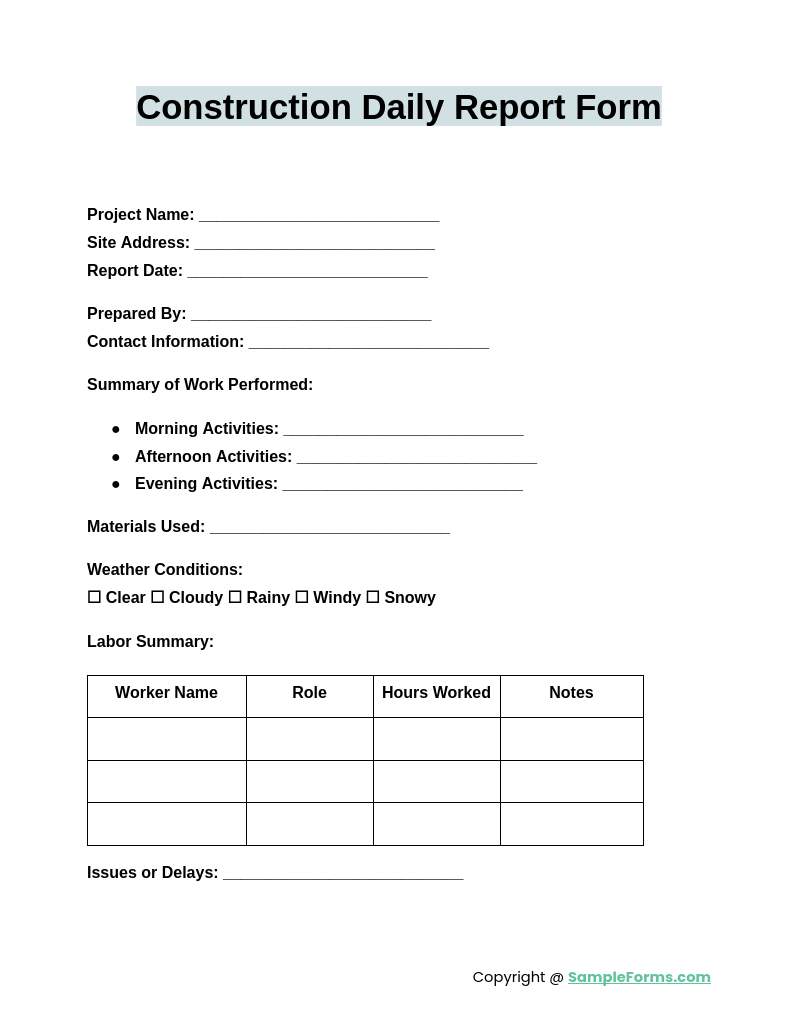 FREE 18+ Daily Report Form Samples, PDF, MS Word, Google Docs