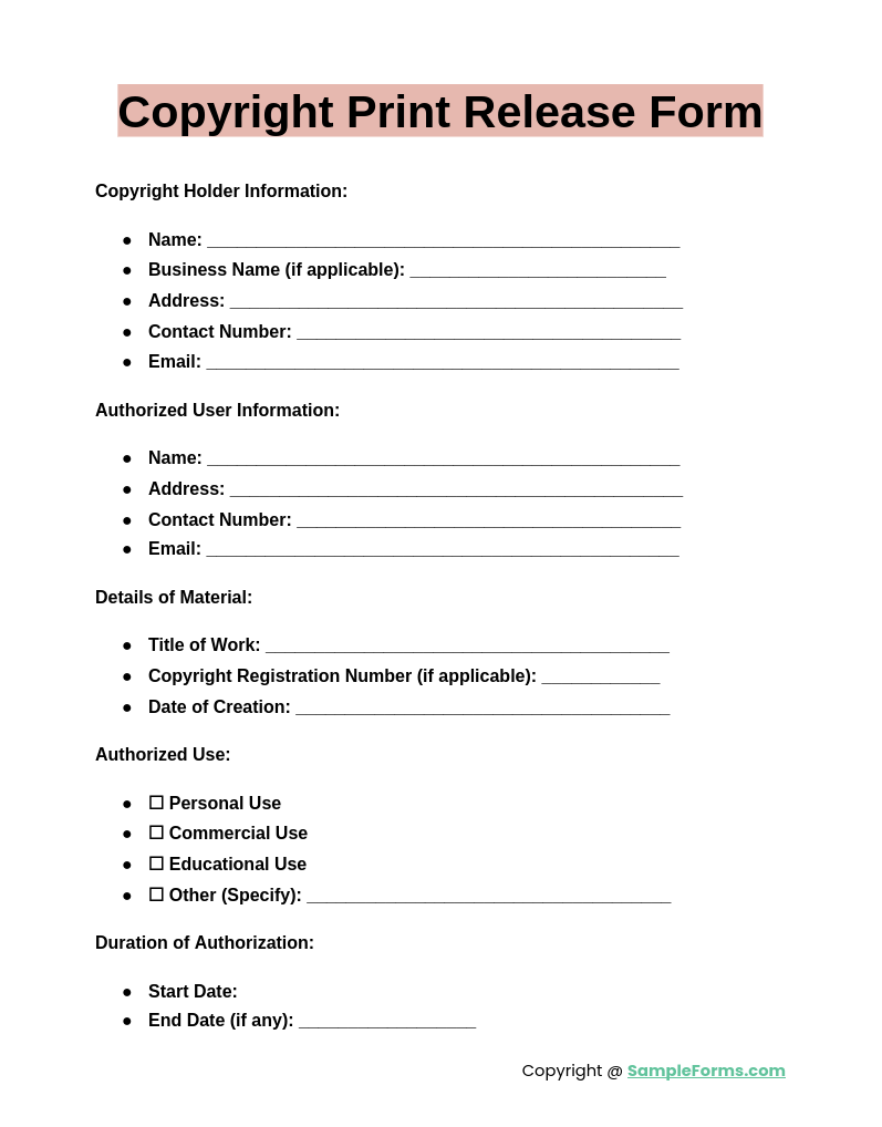 FREE 25+ Print Release Form Samples, PDF, MS Word, Google Docs