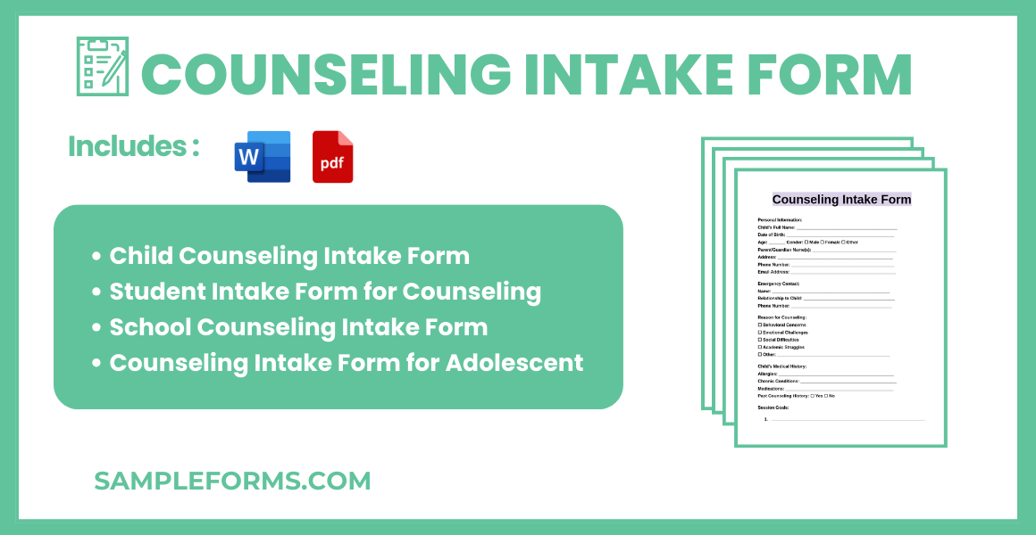 FREE 13+ Counseling Intake Form Samples, PDF, MS Word, Google Docs