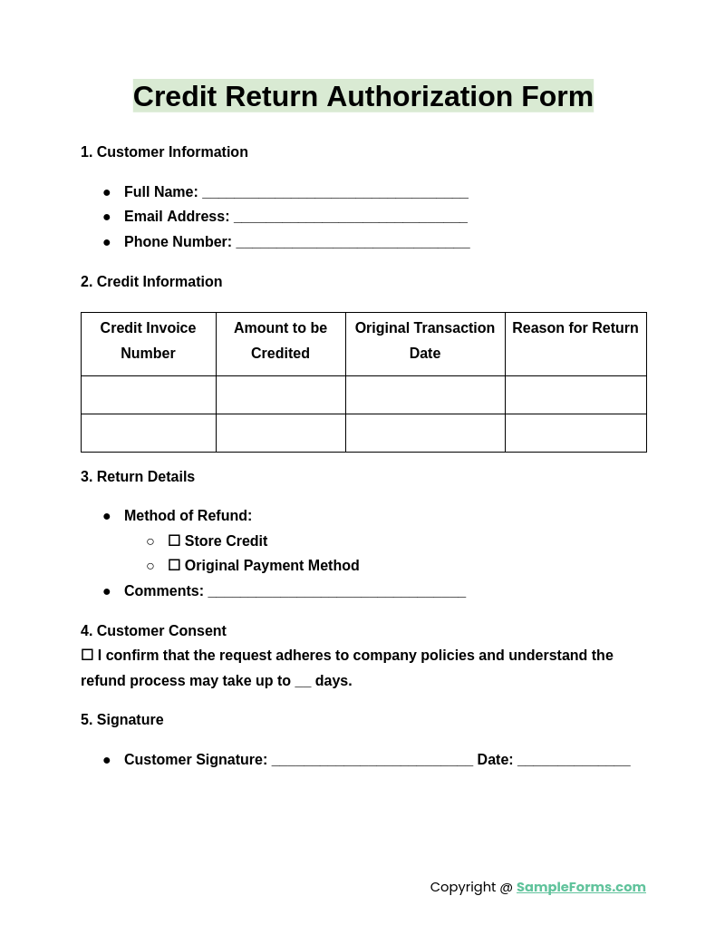 FREE 14+ Return Authorization Form Samples, PDF, MS Word, Google Docs ...